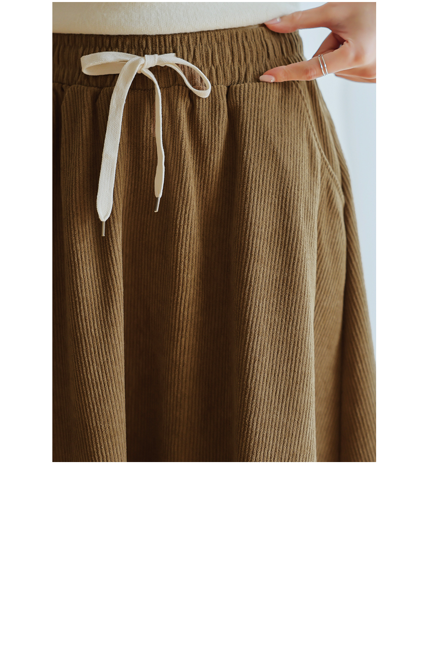 [레시 코듀로이 스판 롱 스커트]